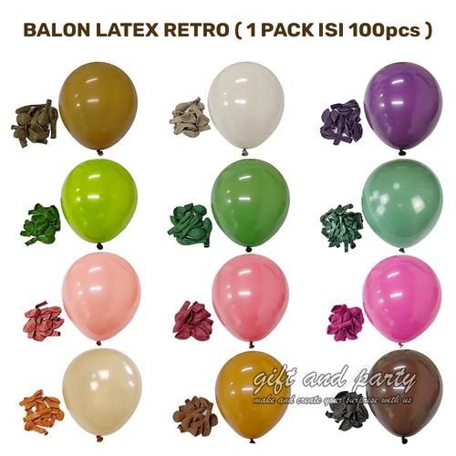 Promo Balon Latex Retro 1 Pack 100 Pcs / Balon Vintage / Balon Latex ...
