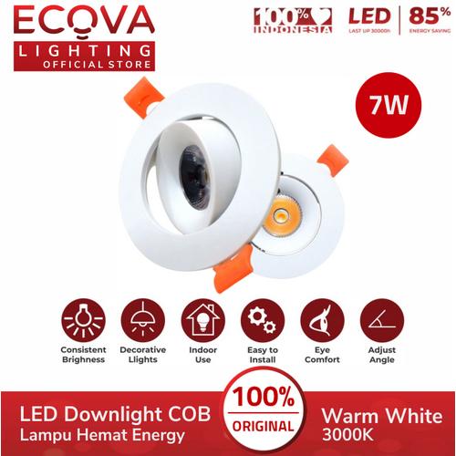 Jual ECOVA Lampu LED Downlight COB 7W Sorot Spotlight 7 Watt - Kuning 3000K - Kota Depok - Ecova ...