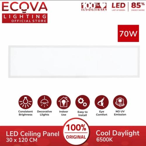 Jual PANEL LED ECOVA 70WAT 30 X 120 CM LAMPU PANEL LED 30 X120 CM 70W ...