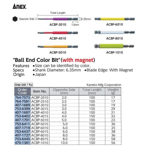Jual Varian Ball Point End Color Bit With Magnet ANEX - ACBP-1010 - Kab ...