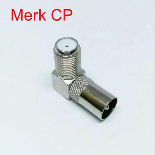 Jual Jack kabel antena TV bentuk L / bengkok male besi Merk CP / PVC putih - PVC/Plastik - Kab ...
