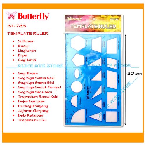 Jual Penggaris Butterfly Bangun Datar BT-785 Garisan Penggarisan ...