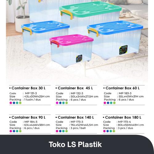 Jual Container Box 60 Liter Transparan Dengan Roda #MP183-3 - Biru ...