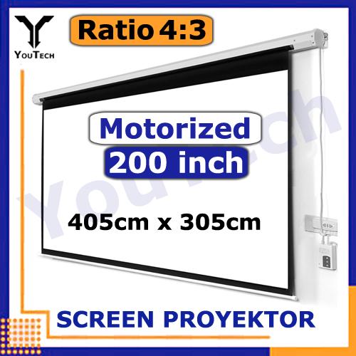 Jual Layar Proyektor Otomatis 200 inch Rasio 4:3 (405cm x 305cm) Screen ...