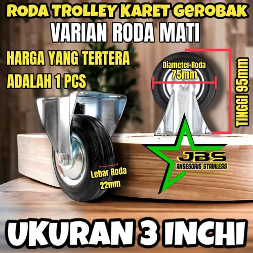Promo RODA TROLLEY 3" INCH MATI (TETAP) - RODA TROLI ETALASE KARET ...