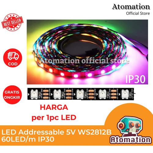 Jual Led Strip Addressable RGB WS2812b WS2812 2812 5V IP30 60LED/m Per ...