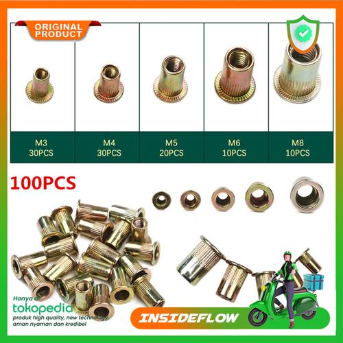 Jual Rivet Nut Gun Mur M3 M4 M5 M6 M8 Riveter Rivnut Set 100 PCS ...