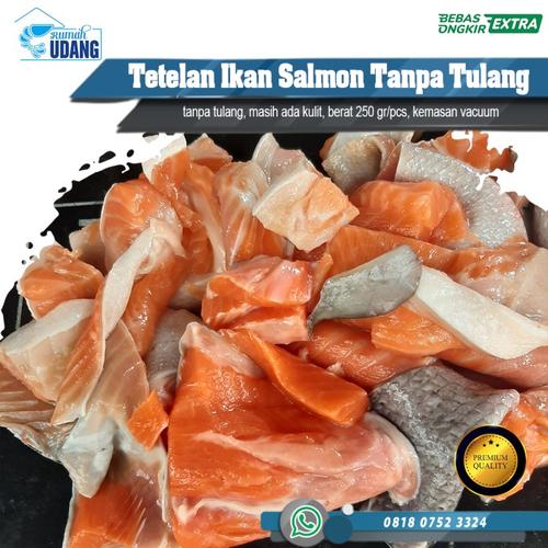 Jual tetelan Ikan Salmon Tanpa Tulang Ada Kulit 1 pack | Tetelan salmon ...