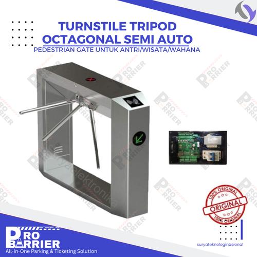 Jual Turnstile Tripod Octagonal Antri Wisata Wahana Pedestrian Barrier