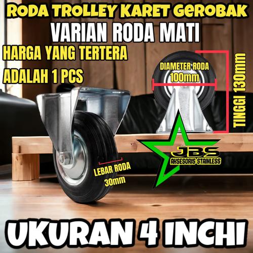 Promo RODA TROLLEY 4" INCH MATI (TETAP) - RODA ETALASE KARET GEROBAK ...