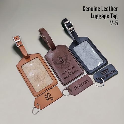 Promo Luggage Tag kulit asli bag tag penanda koper bisa custom logo ...