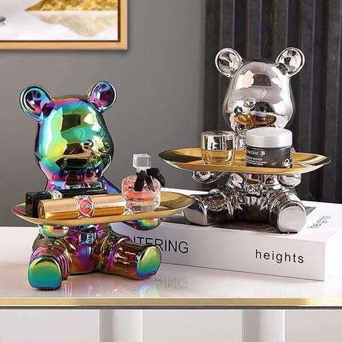 Jual ornamen patung beruang warna hologram/ pajangan beruang lucu ...