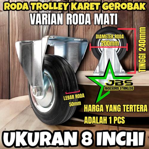 Promo RODA TROLLEY 8" INCH MATI (TETAP) - RODA ETALASE KARET GEROBAK ...