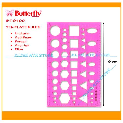 Jual Penggaris Butterfly Bangun Datar BT-790 Garisan Penggarisan ...