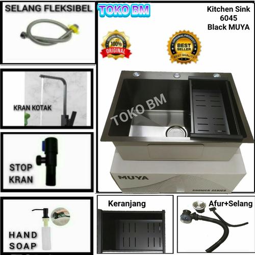 Promo kitchen sink bak cuci piring valpra 6045 hitam doff stainless sus ...