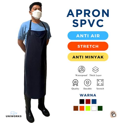 Promo Apron Anti Air dan Minyak UNIWORKS Bahan PVC Stretch Seri V01 - Hitam, M01-77cm - Kota ...