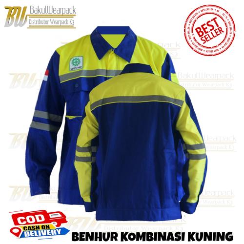 Jual wearpack safety baju kerja lengan panjang kombinasi biru kuning ...