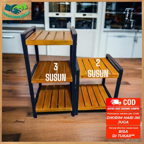 Jual Rak Susun Kayu Minimalis Serbaguna / Rak Dispenser, Galon, Rice ...