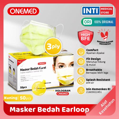 Jual Onemed | Masker Karet Kuning 3 Ply Earloop Medis (Kemasan Steril ...