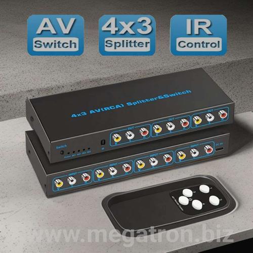 Jual AV RCA Switcher Splitter 4 input & 3 output (4x3) - Pakai Remote ...