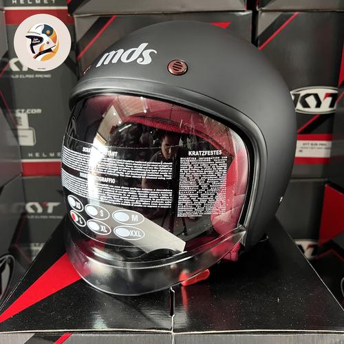 Jual Helm Half Face Jadul Retro MDS MAGNUM Black Matt Solid - L - Kota ...