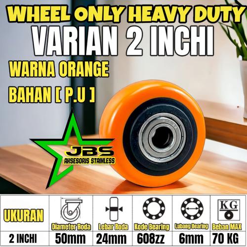 Jual RODA TROLI 2" INCH HEAVY DUTY ORANGE PU PVC + BEARING - RODA ...
