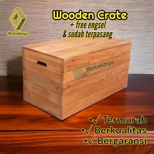 Jual Wooden crate kotak peti kayu tutup storage box penyimpanan ...