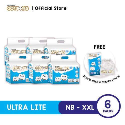 Jual CottonsBabyDiapers Ultra Lite- [6 PACKS] - NB28 U-SHAPE - Kab ...