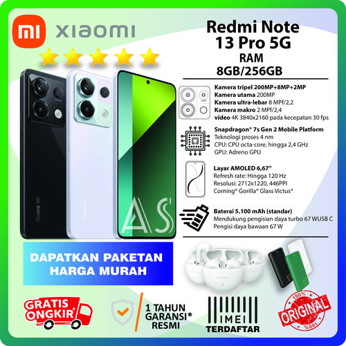 Jual Xiaomi Redmi Note 13 Pro 5G 8/256 Garansi Resmi !!!! - Hitam+PB, 8 ...