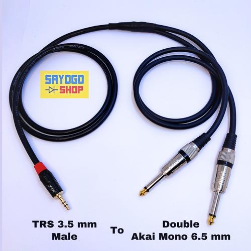 Jual Audio Adapter Aux TRS 3.5 mm Male to Double Akai Mono 6.5 mm Male - 1 meter X 2, 5 meter ...