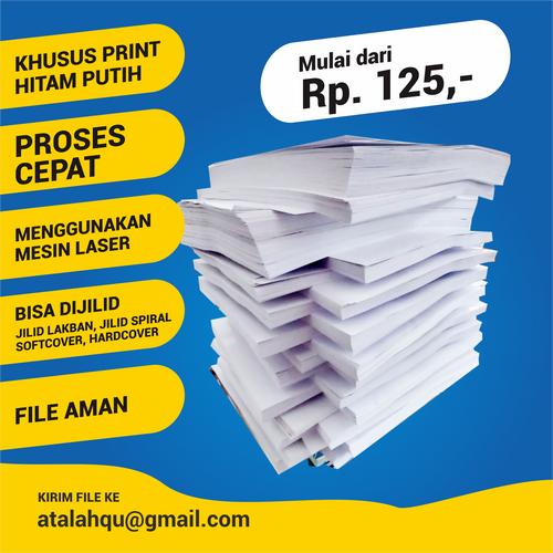 Jual CETAK / PRINT DOKUMEN KERTAS HVS KHUSUS HITAM PUTIH - A4 1 SISI ...