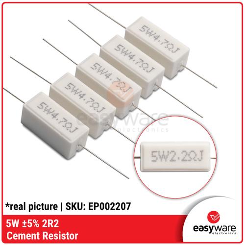 Jual Cement Resistor 5W 5% 2R2 Cement Resistor Kapur Putih 2.2 Ohm 5 ...