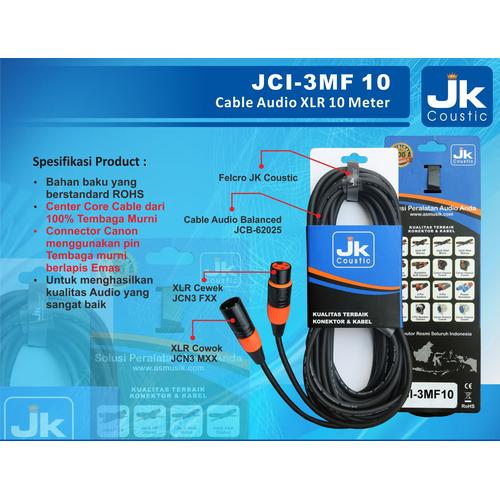 Jual Kabel Audio cable instrument Jk Coustic JCI 3MF10 Kabel Mic 10 meter - Jakarta Utara ...