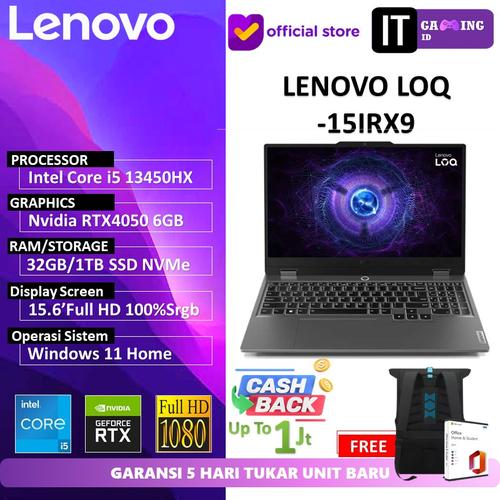 Promo Lenovo LOQ 15IRX9 Core i5-13450HX RTX4050 32GB 1TB 15.6'Full HD ...