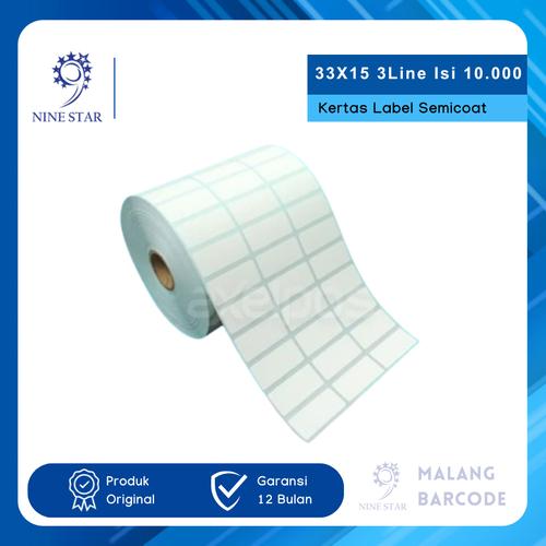 Jual KERTAS STICKER LABEL BARCODE SC 33X15 3 BARIS ISI 10.000 - Kota ...