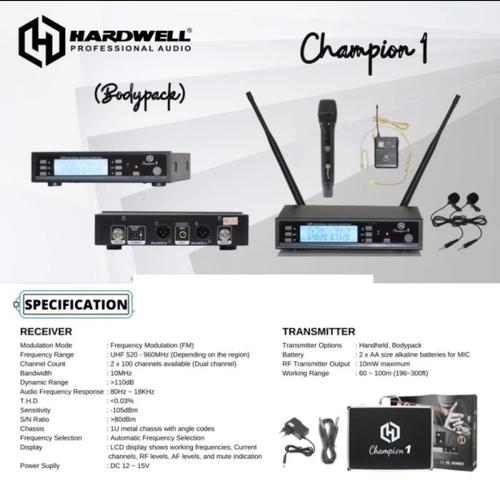 Jual Mic Wireless Handle Headset Clip On HARDWELL CHAMPION 1 Original ...