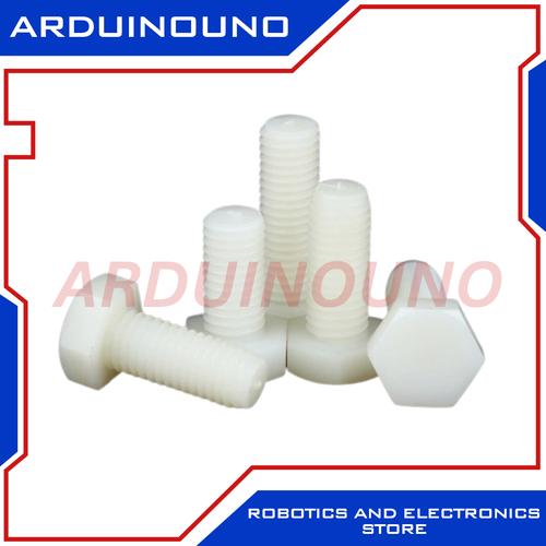 Jual Nylon Hex Bolt M6x12 mm Screw Baut plastik Hexagonal M6 12mm kunci ...