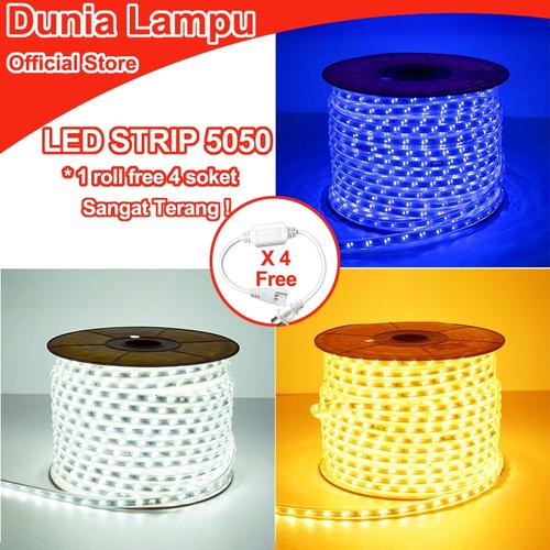 Promo Dunia Lampu LAMPU LED STRIP 5050 SMD AC 220V 100METER LAMPU LED ...