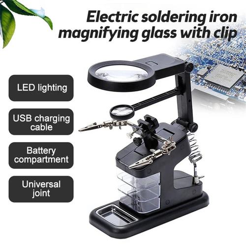 Jual alat bantu solder kaca pembesar-penjepit PCB loupe-helping hand ...