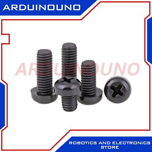 Jual Baut 4mm M4x30 mm M4 Black Round Cross besi metal Screw 30mm 3cm 3 ...