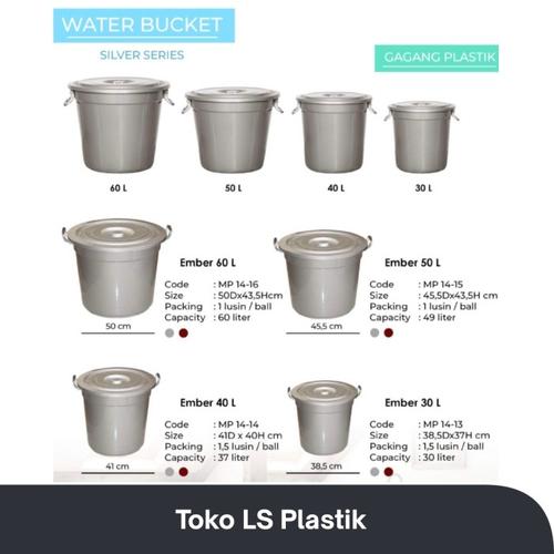 Jual Ember Tutup / Ember Air Serbaguna 30L, 40L, 50L, 60L, 80L#MP14-16 - Silver, 40 Liter - Kota ...