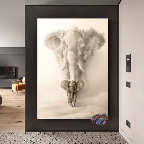 Jual Lukisan Tangan Modern Gajah dan Singa Mewah dan Elegan - Gajah ...