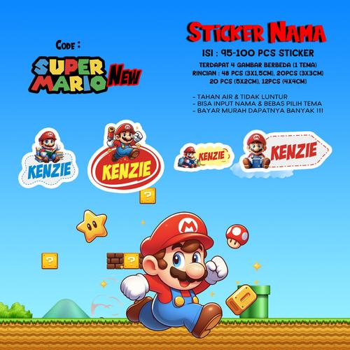 Jual Sticker Stiker Label Nama Karakter Tema Super Mario New - Kota ...