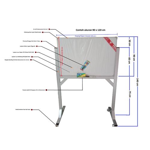Jual Whiteboard / Papan Tulis standing single face magnetic 60 x 90 cm ...