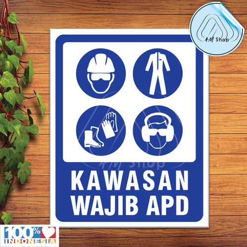 Jual Sign / Rambu Area Wajib APD (Alat Pelindung Diri) Bahan Plat Aluminium - 35cm x 50cm ...