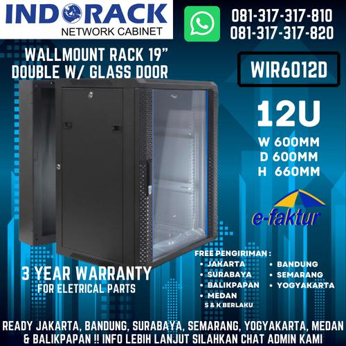 Jual INDORACK WALLMOUNT WIR6012D - 12U DEPTH 600MM DOUBLE DOOR ...