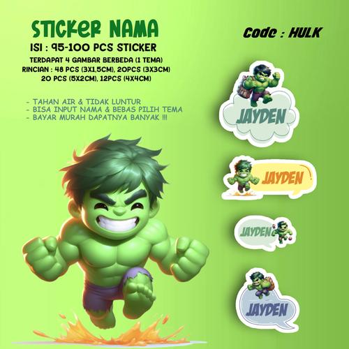 Jual Sticker Stiker Label Nama Karakter Tema HULK Cute - Kota Medan ...