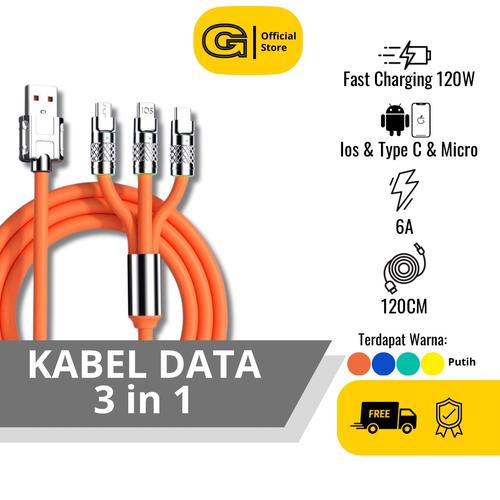 Promo Kabel Data 3 in 1 Fast Charging Android iPhone Ios Micro Type-C ...