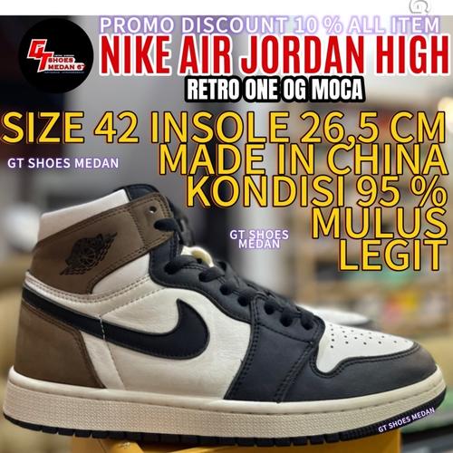 Jual Nike Air Jordan High Moca size 42 insole 26,5 cm made in Vietnam ...