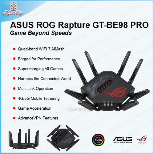 Jual ASUS ROG RAPTURE GT-BE98 PRO QUAD BAND WIFI 7 320MHZ 30GBPS ROUTER ...